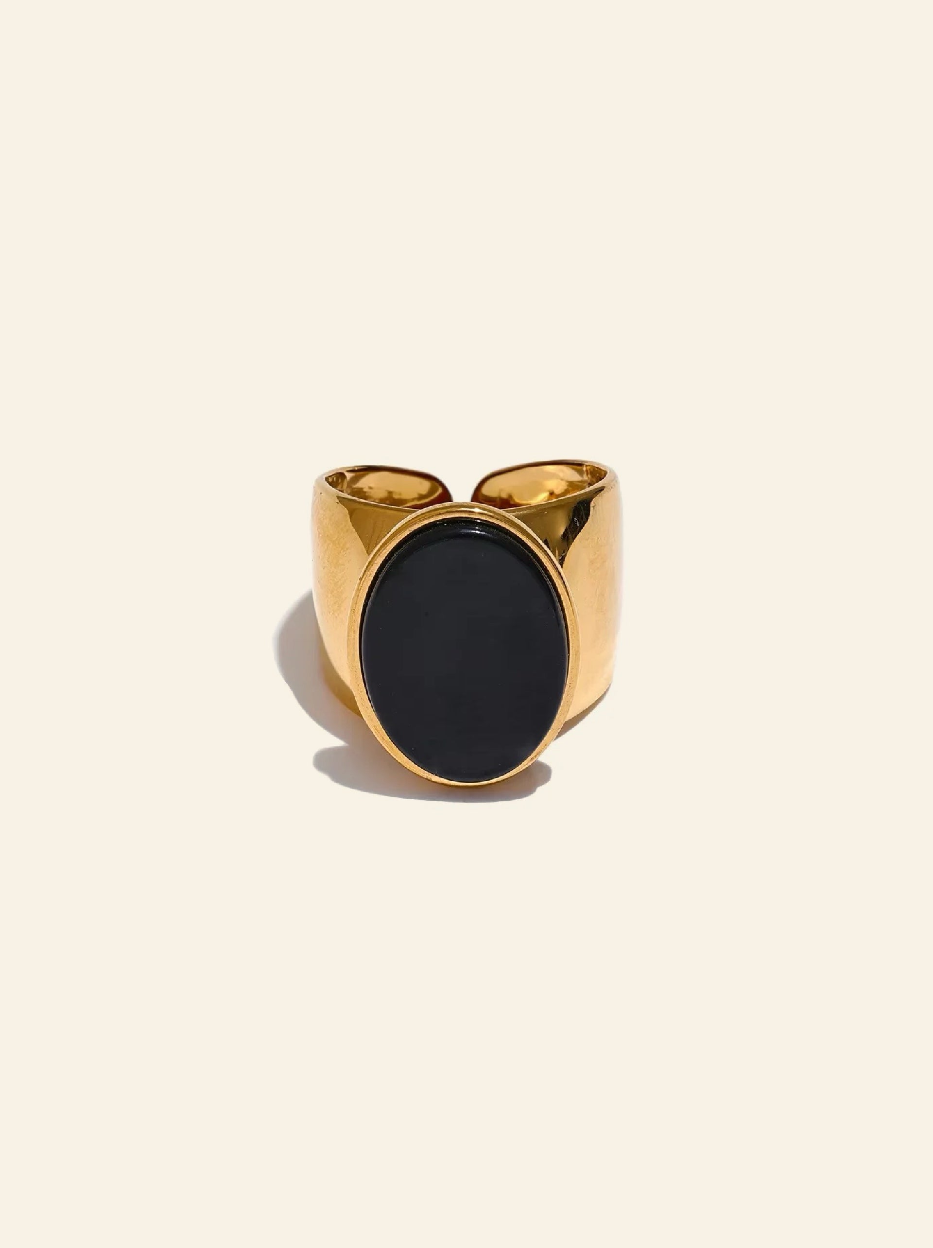 Noir Ring – 18K PVD Gold Plated Black Enamel Band | ZULA Jewelry